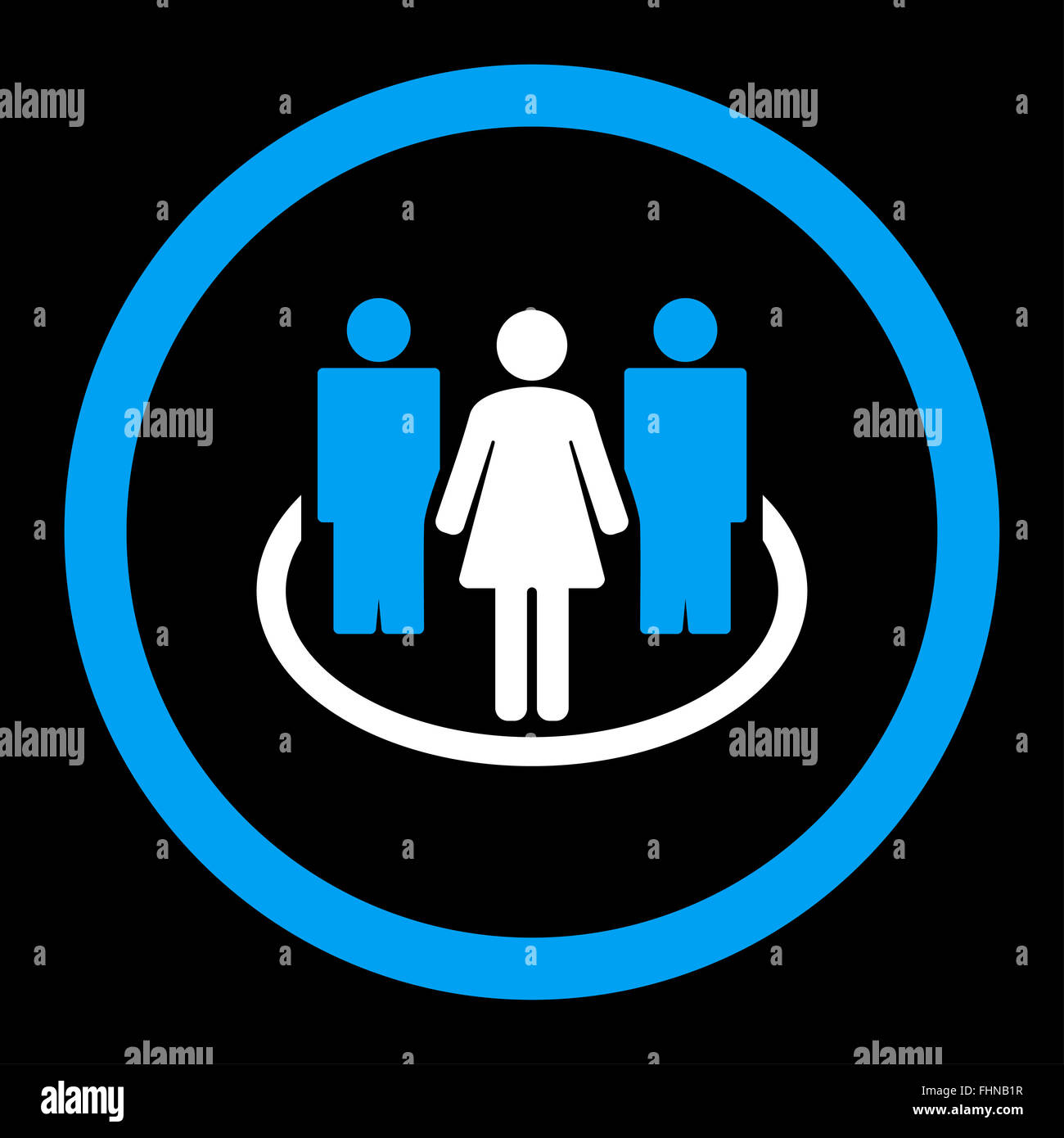 Society flat blue and white colors rounded vector icon Stock Photo - Alamy