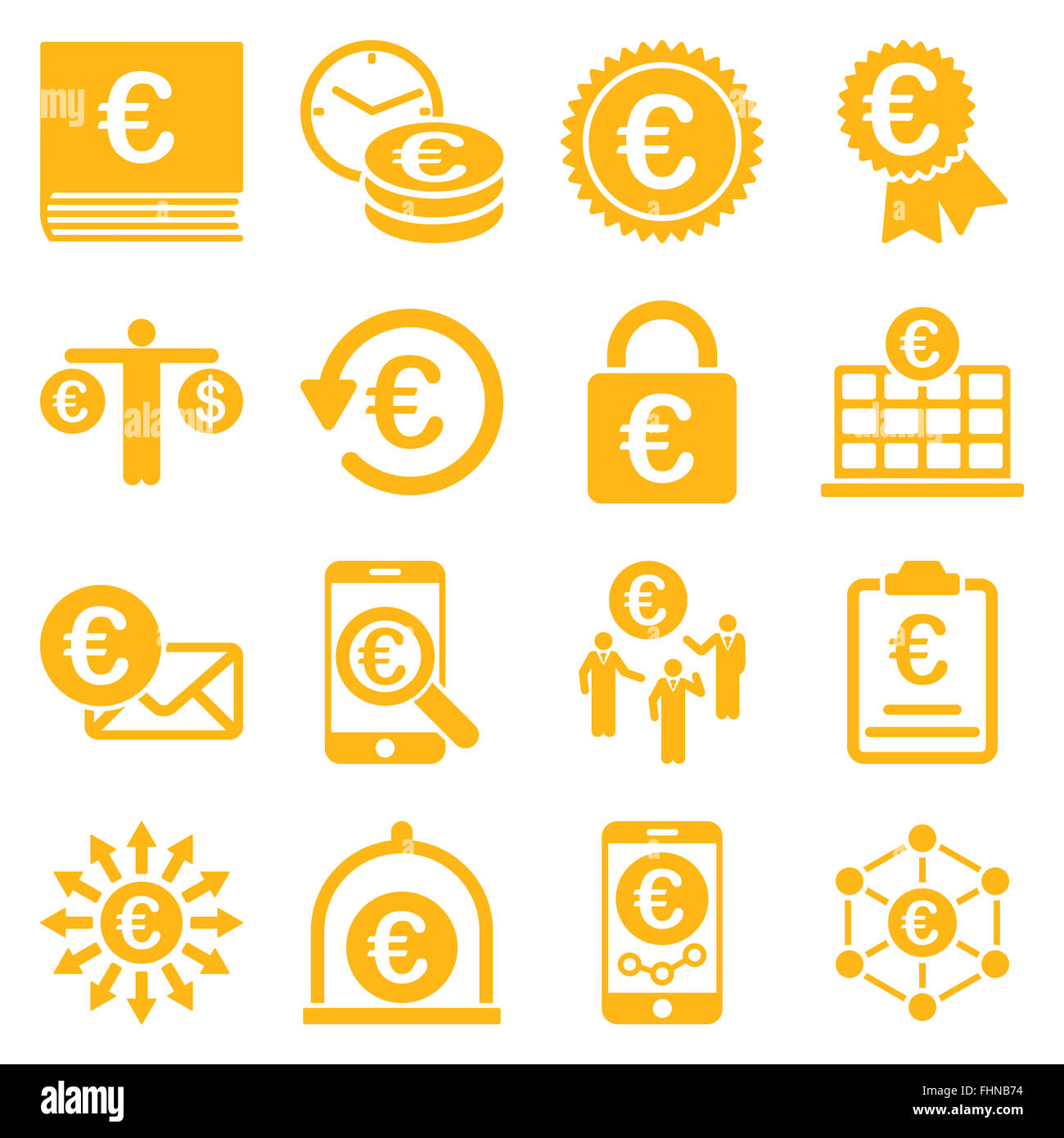 Euro banking business and service tools icons Stock Photo - Alamy