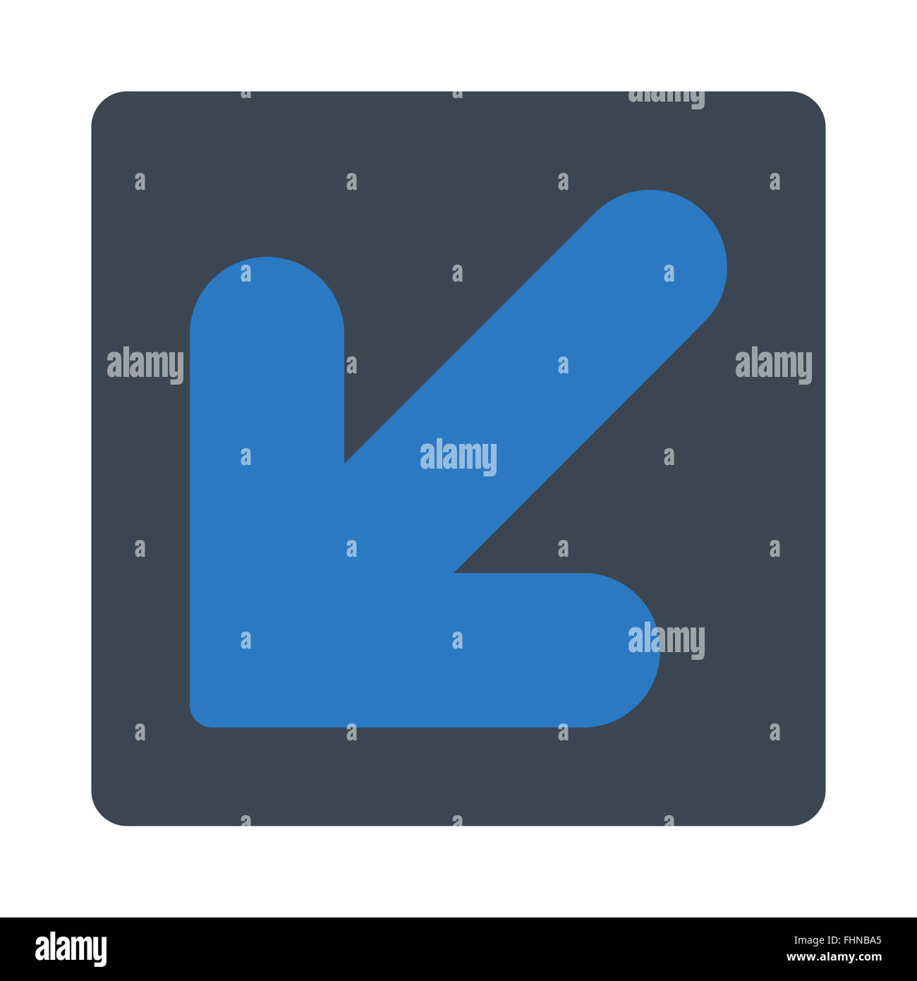 Arrow Down Left flat smooth blue colors rounded button Stock Photo - Alamy