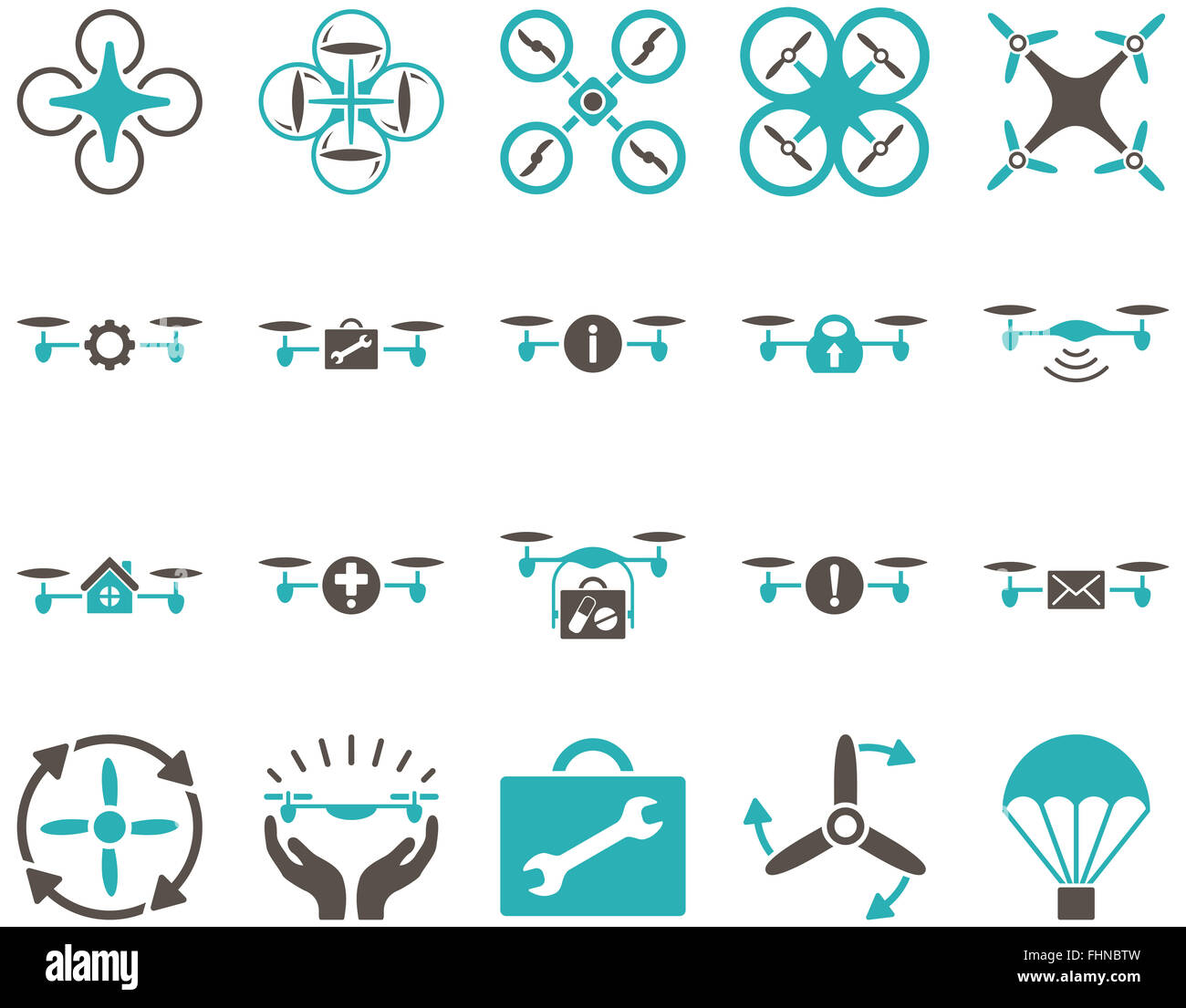 Air drone and quadcopter tool icons Stock Photo - Alamy