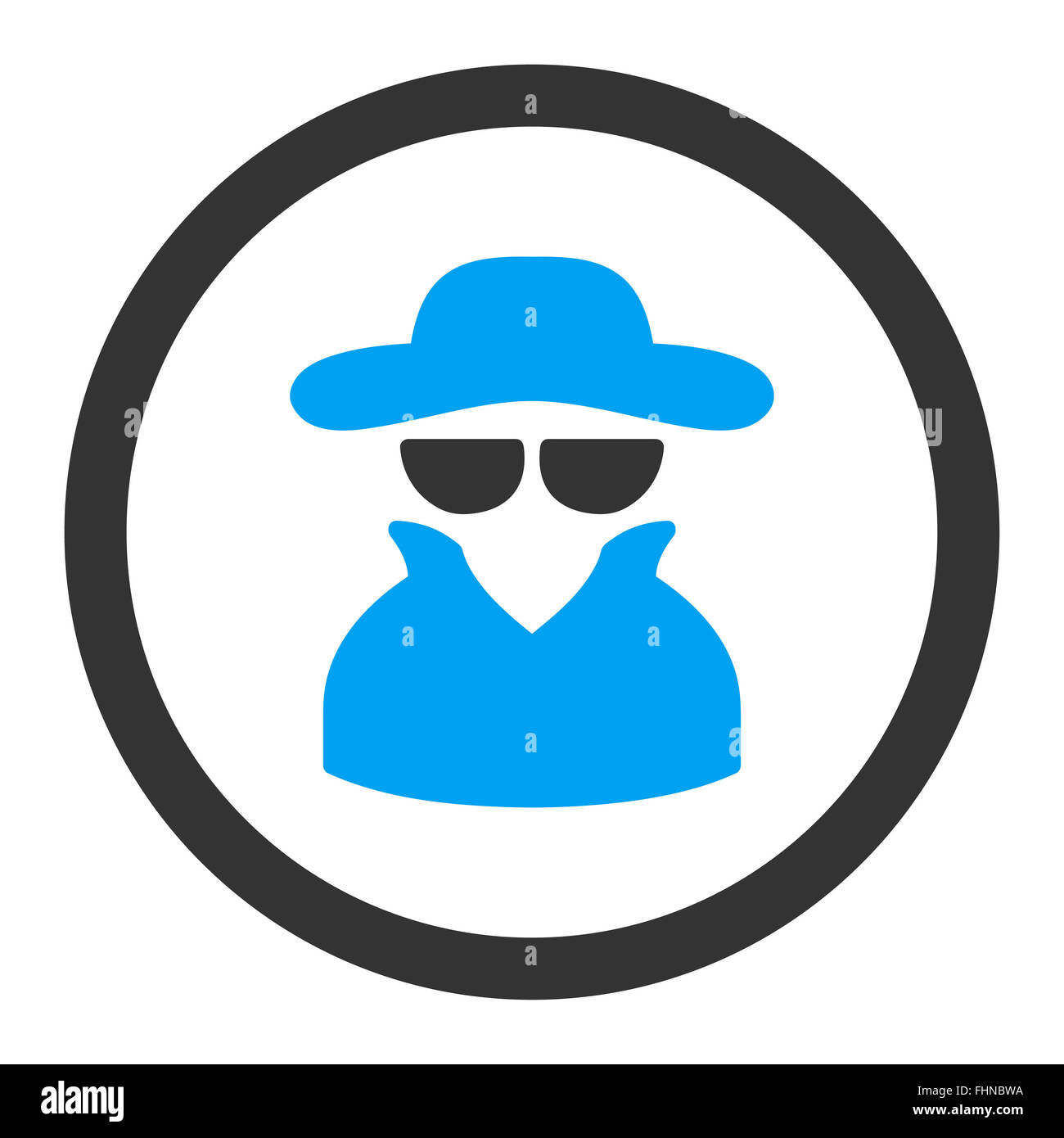 Spy flat blue and gray colors rounded vector icon Stock Photo - Alamy