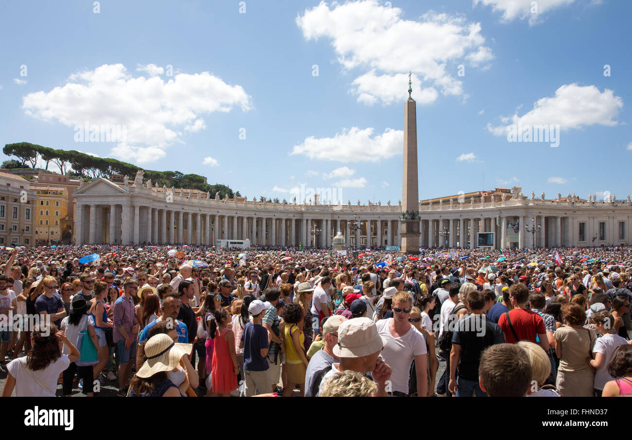 A large crowd gathered in St. Peter's Square to hear the Papal address ...