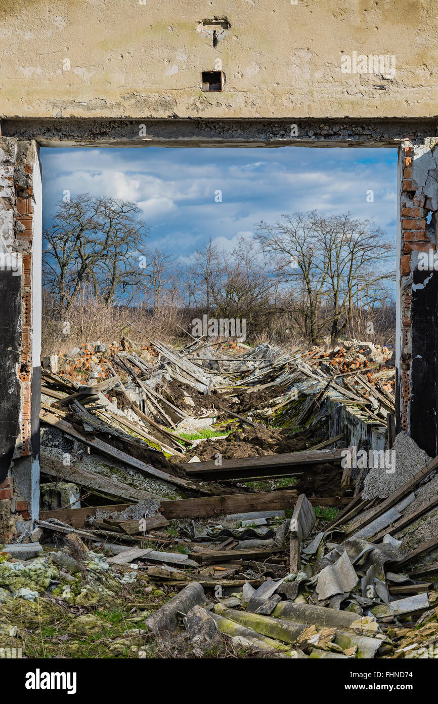 Demolished old buildings as the environmental burden of nature Stock ...