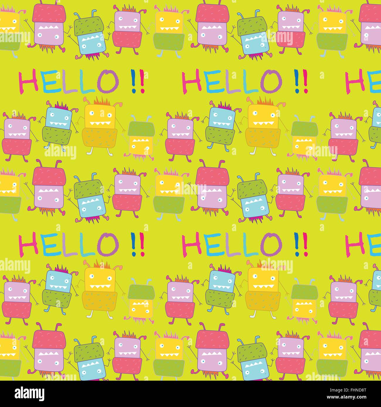 Seamless pattern with monsters vector illustration Stock Vector Image ...