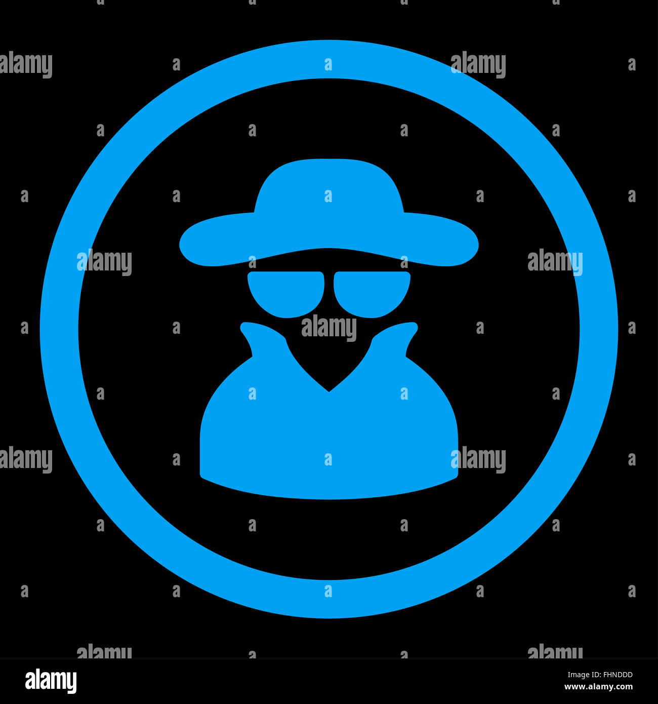 Spy flat blue color rounded glyph icon Stock Photo - Alamy
