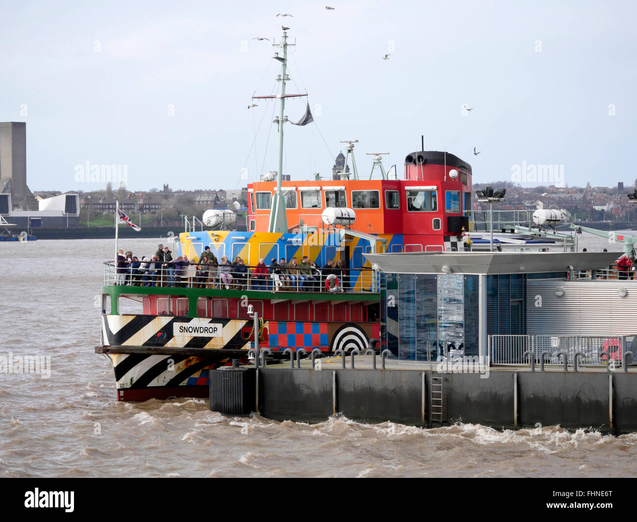 Mersey Ferry Snowdrop at Landing Stage with Passengers. Liverpool ...