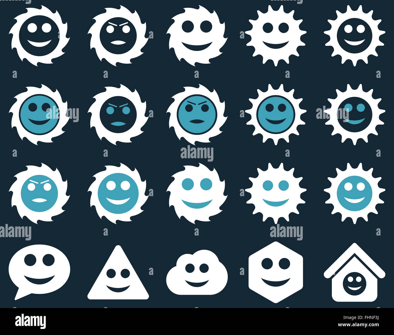 Tools, gears, smiles, emotions icons Stock Photo - Alamy