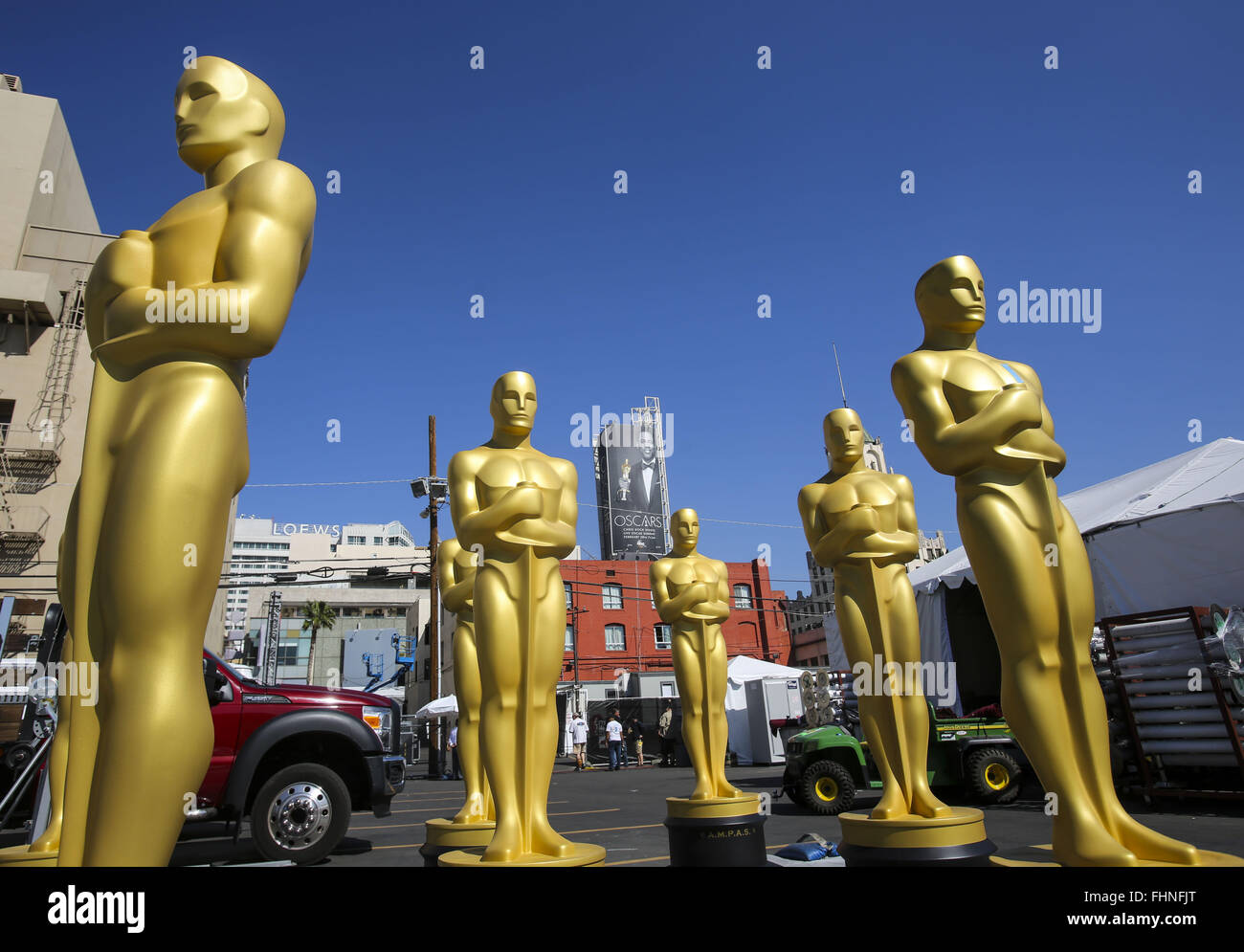 Los Angeles, California, USA. 25th Feb, 2016. Oscar statues are seen at ...