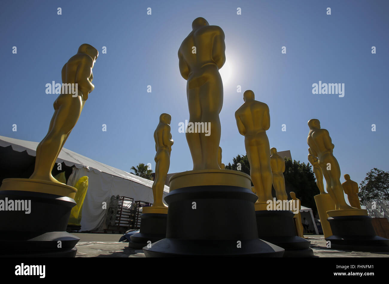 Los Angeles, California, USA. 25th Feb, 2016. Oscar statues are seen at ...