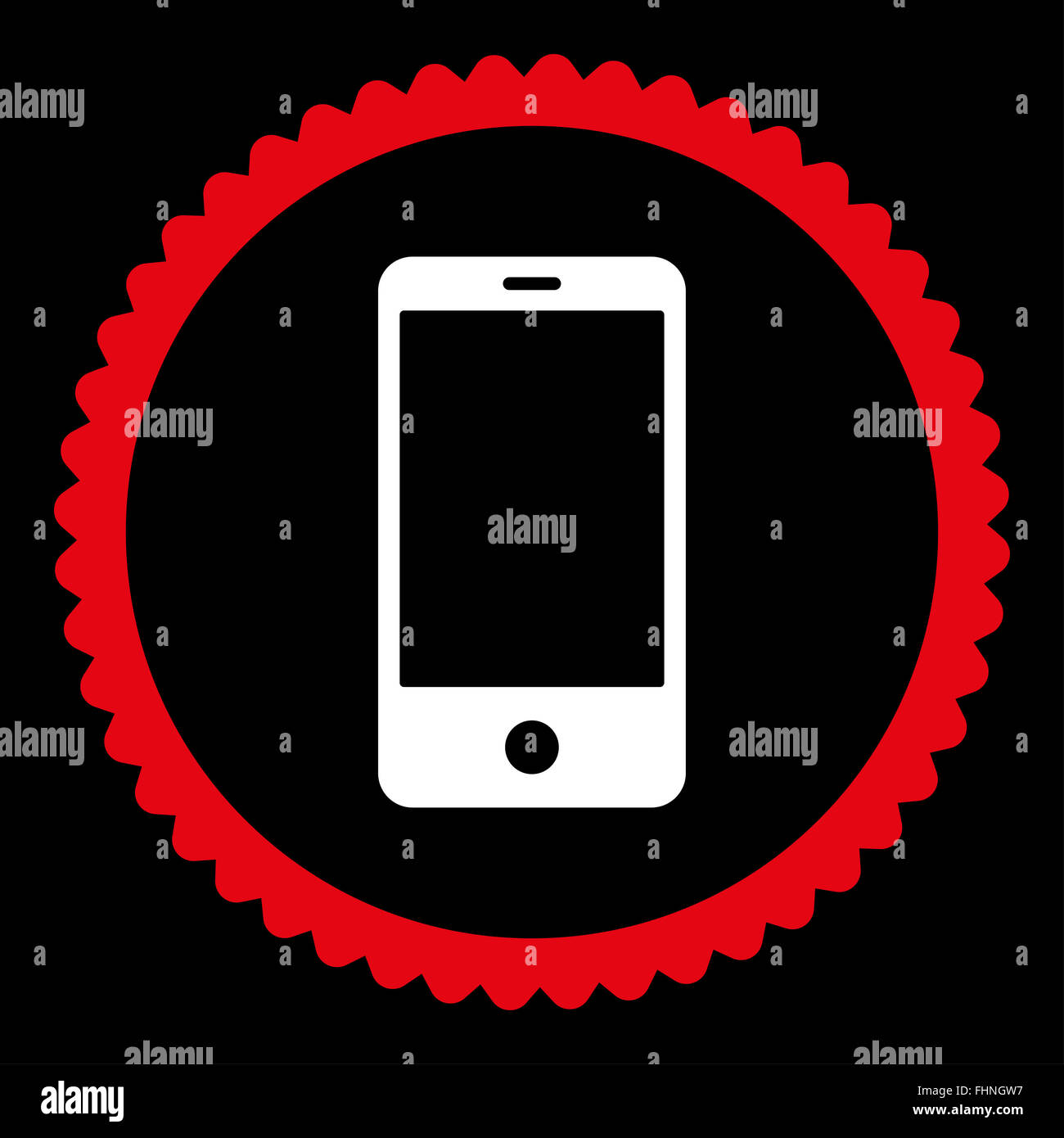 Smartphone flat red and white colors round stamp icon Stock Photo - Alamy