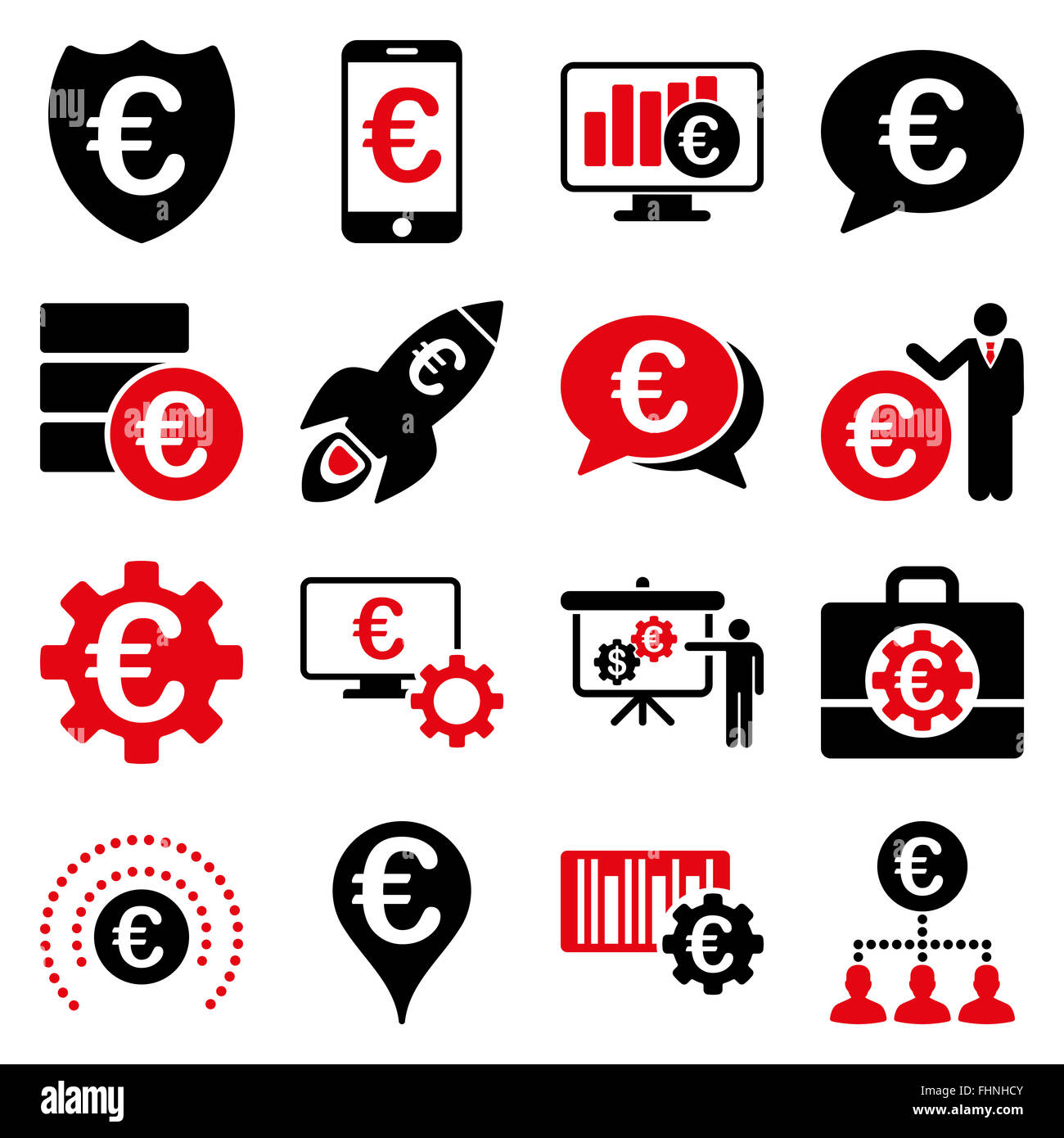 Euro banking business and service tools icons Stock Photo - Alamy