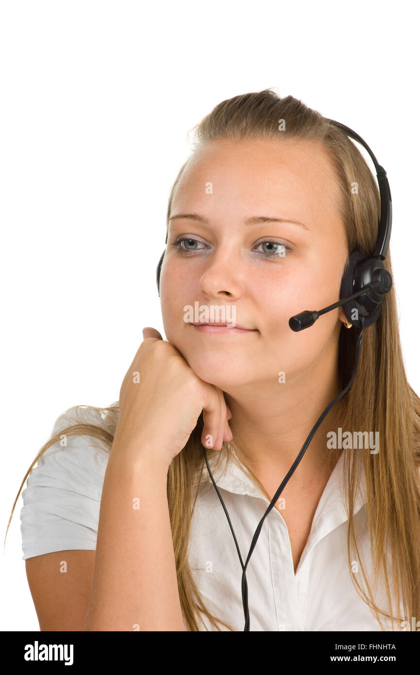 Young girl Operator call center Stock Photo - Alamy