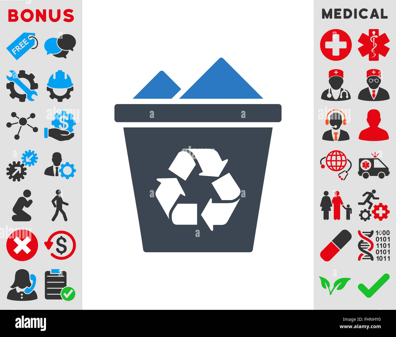Blue full trash can icon hi-res stock photography and images - Alamy