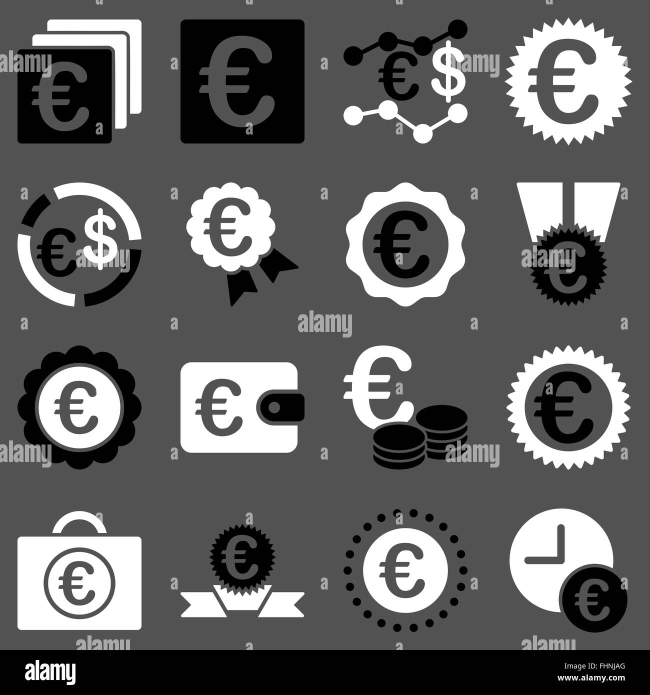 Euro banking business and service tools icons Stock Photo - Alamy
