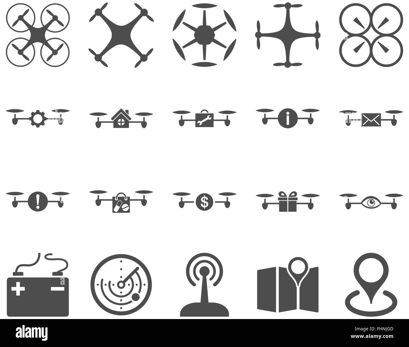 Air drone and quadcopter tool icons Stock Photo - Alamy