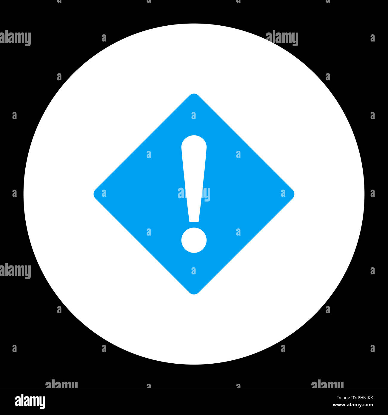 Error flat blue and white colors round button Stock Photo - Alamy