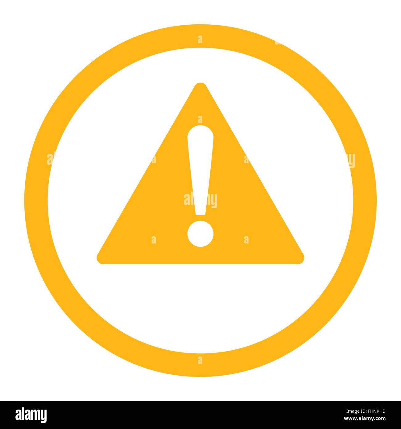 Warning flat yellow color rounded vector icon Stock Photo - Alamy