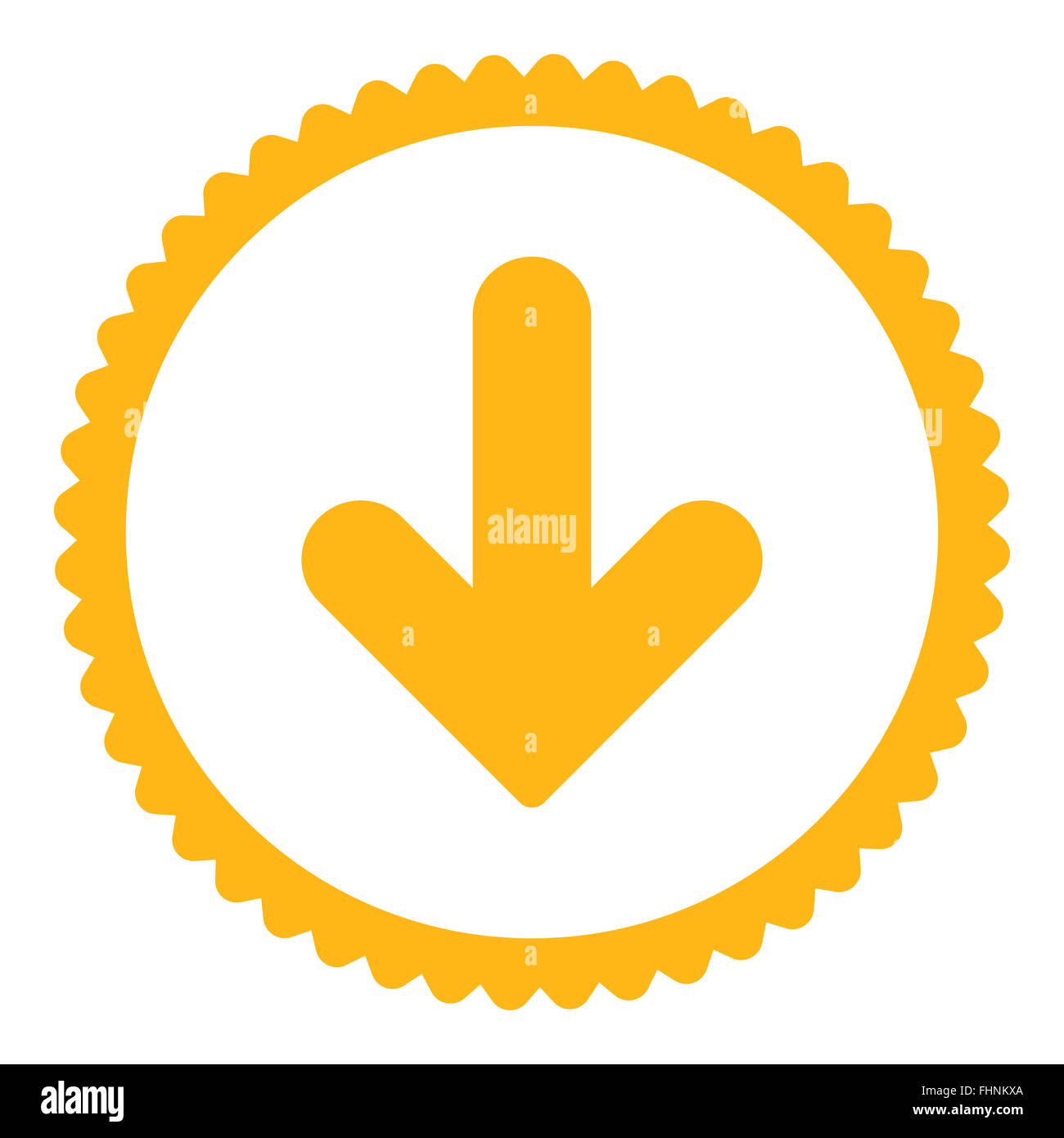 Arrow Down flat yellow color round stamp icon Stock Photo - Alamy