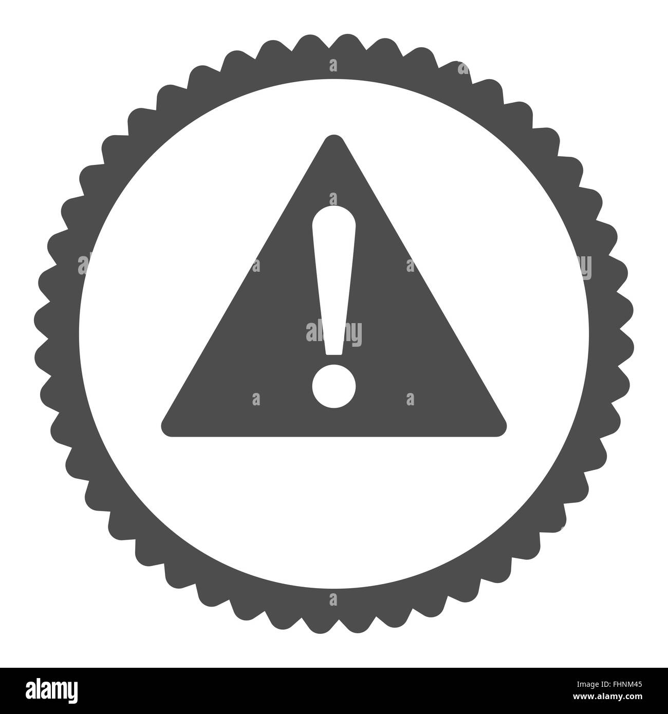 Warning flat gray color round stamp icon Stock Photo - Alamy