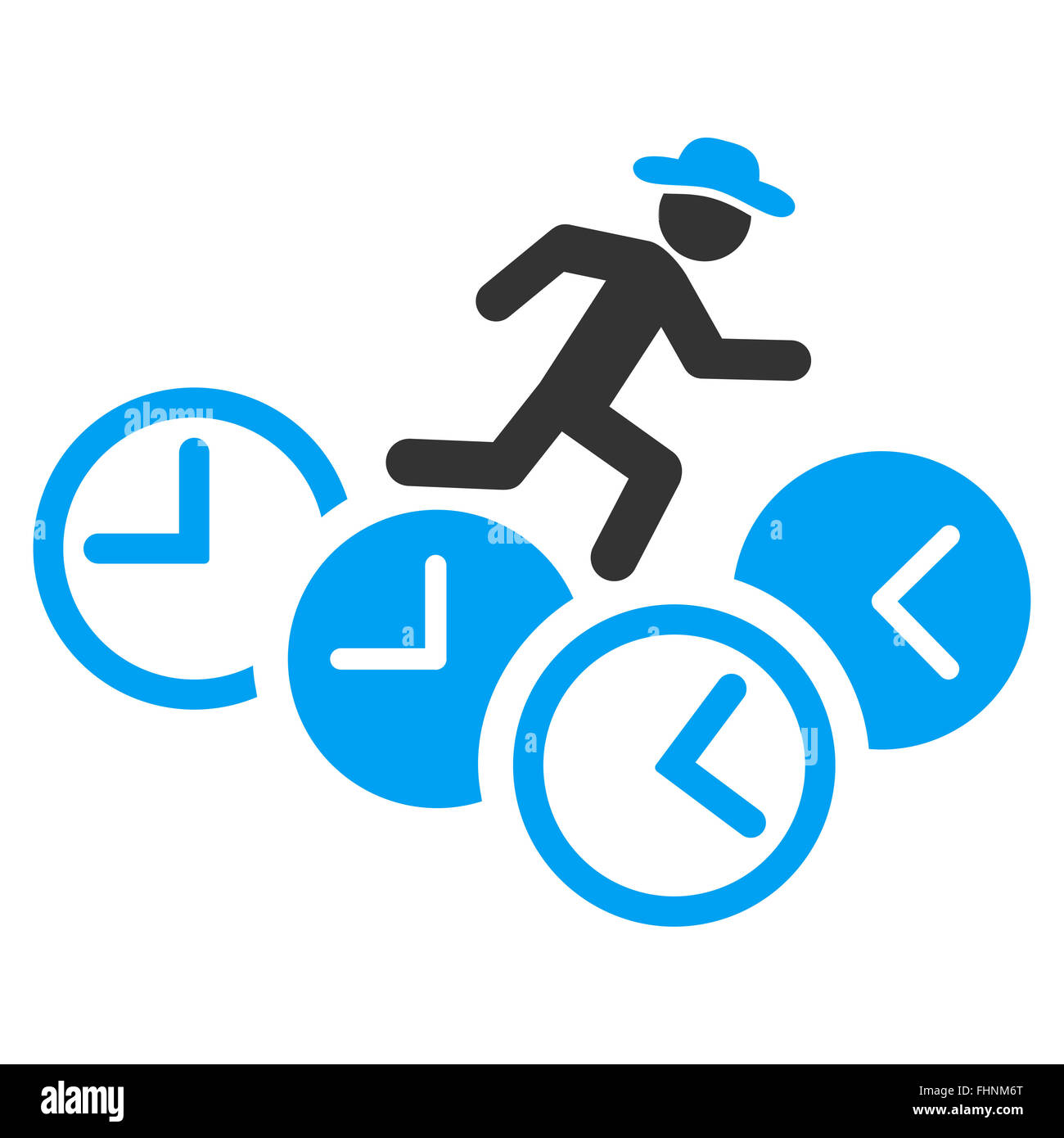 Gentleman Running Over Clocks Icon Stock Photo - Alamy