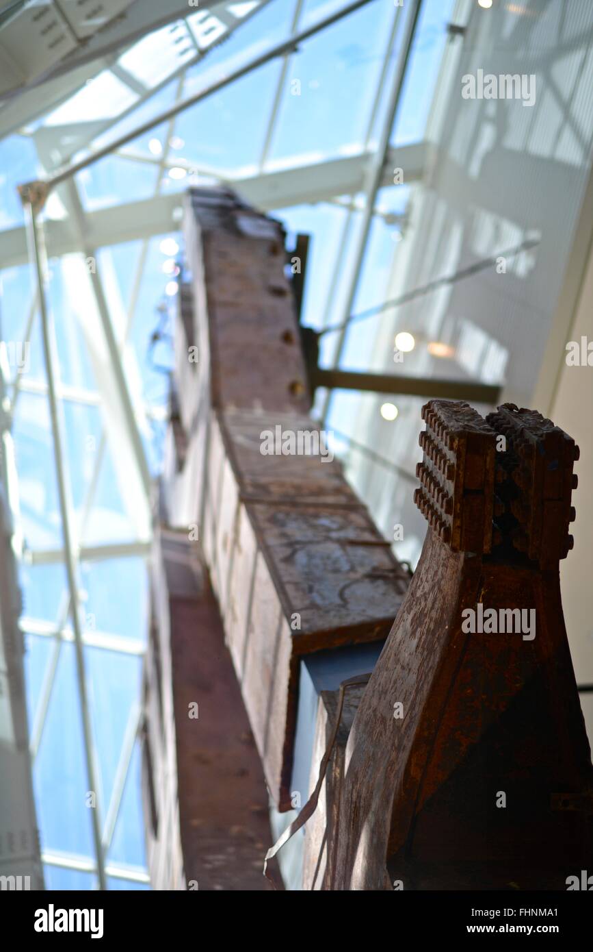 911 Memorial Museum with 2 rusted columns of the original towers Stock ...
