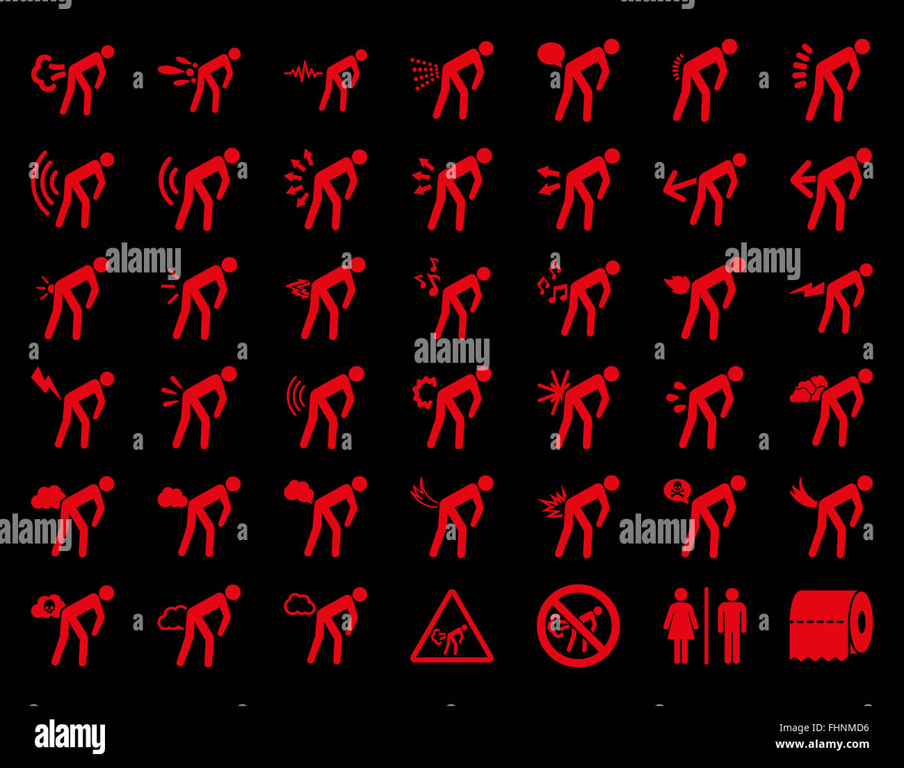 Fart Men Icon Set Stock Photo - Alamy