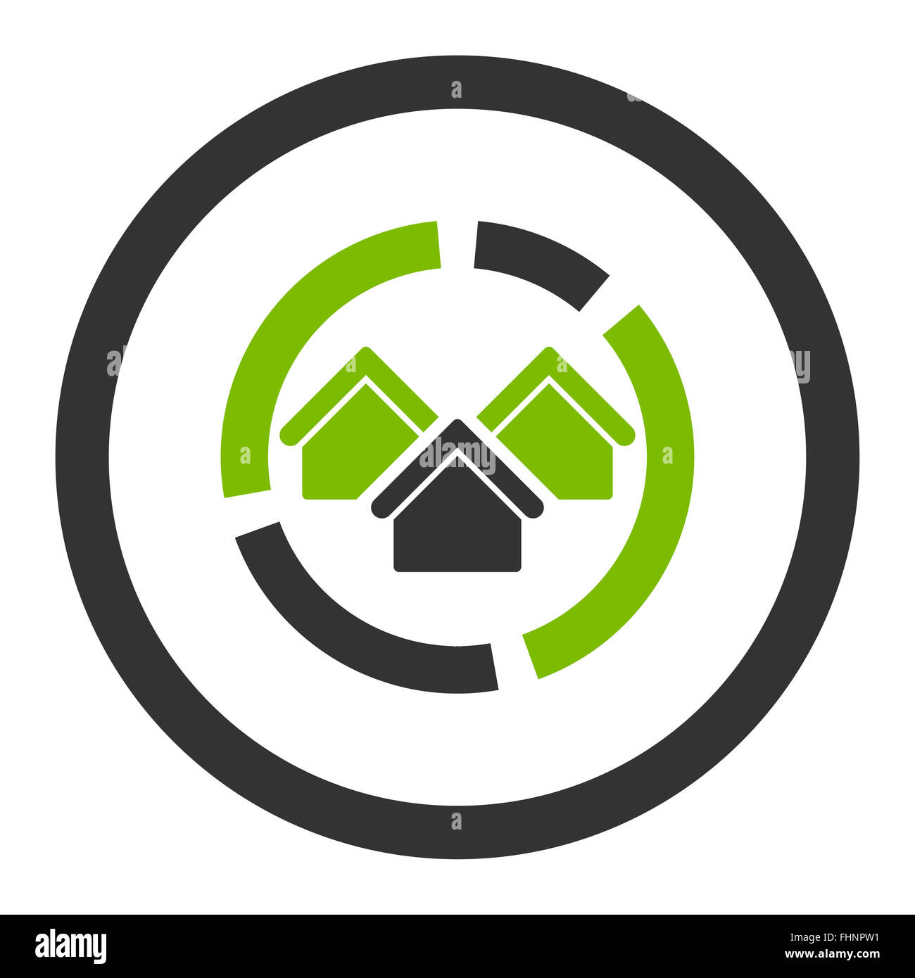 Realty diagram flat eco green and gray colors rounded vector icon Stock ...