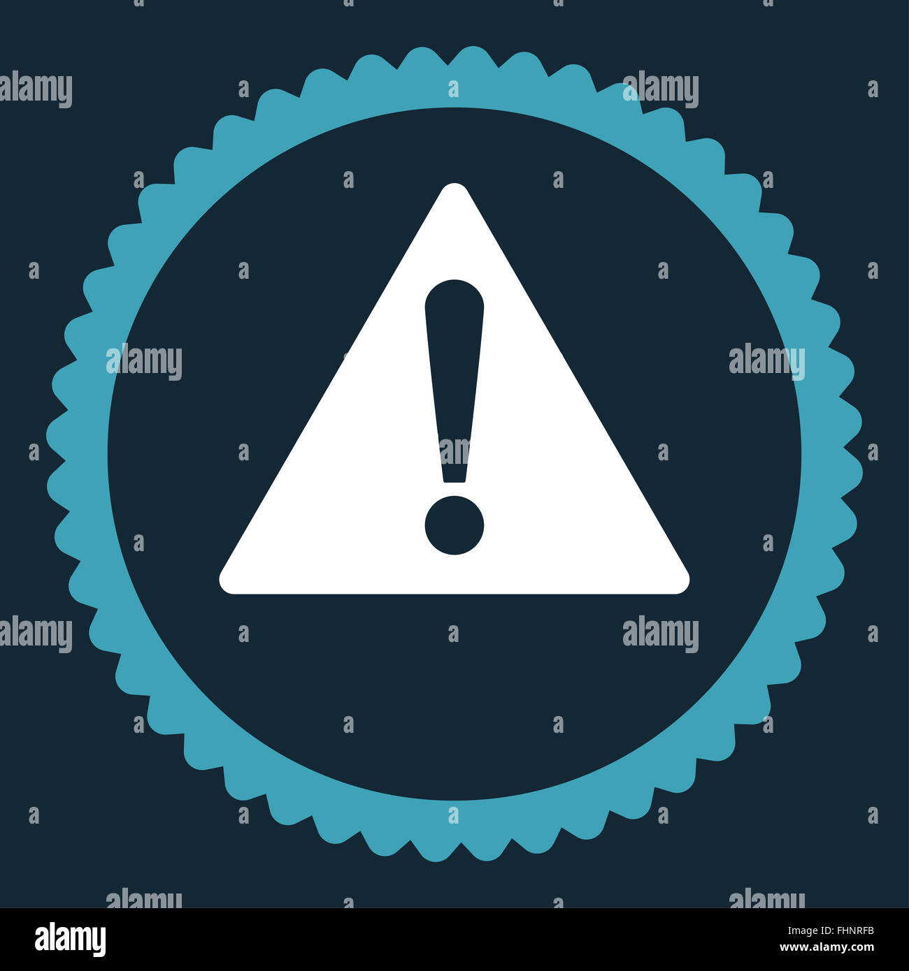 Warning flat blue and white colors round stamp icon Stock Photo - Alamy