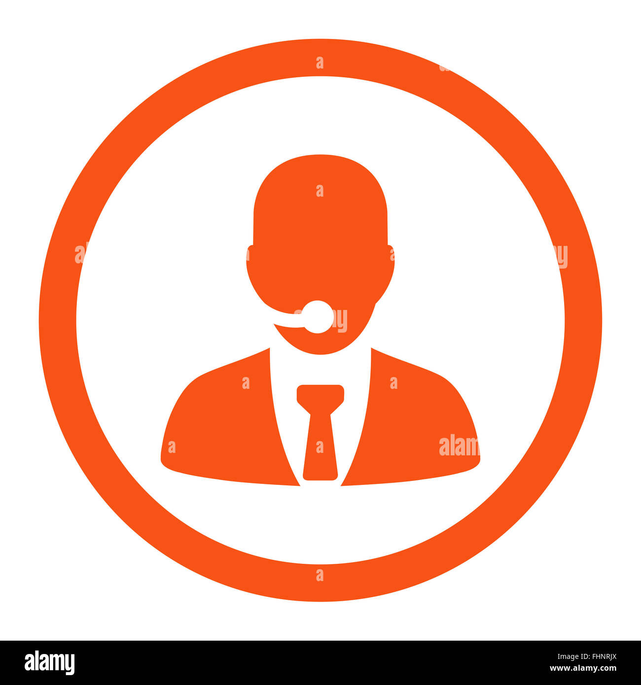 Call center operator flat orange color rounded vector icon Stock Photo ...