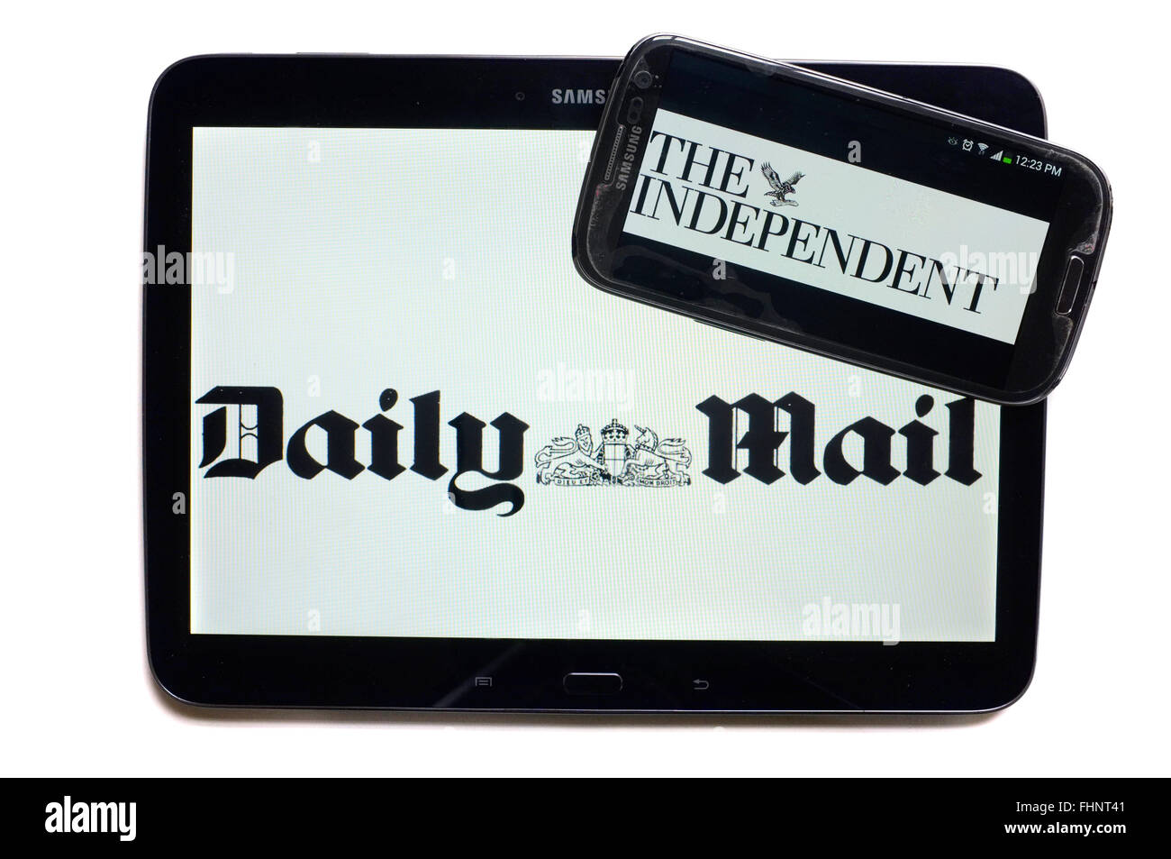 The logos of the Daily Mail and The Independent newspapers displayed on ...