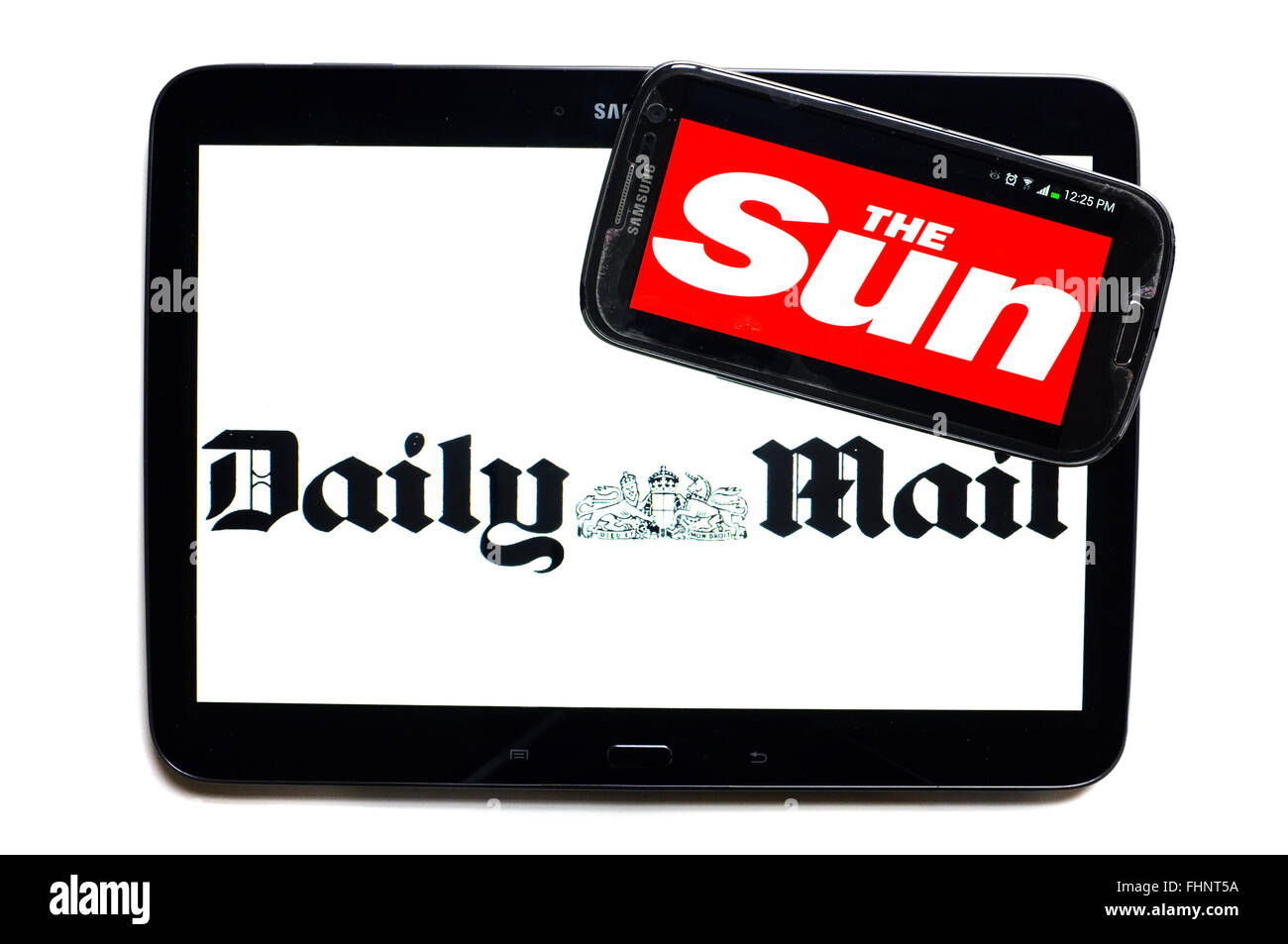 The logos of the Daily Mail and The Sun newspapers displayed on the ...