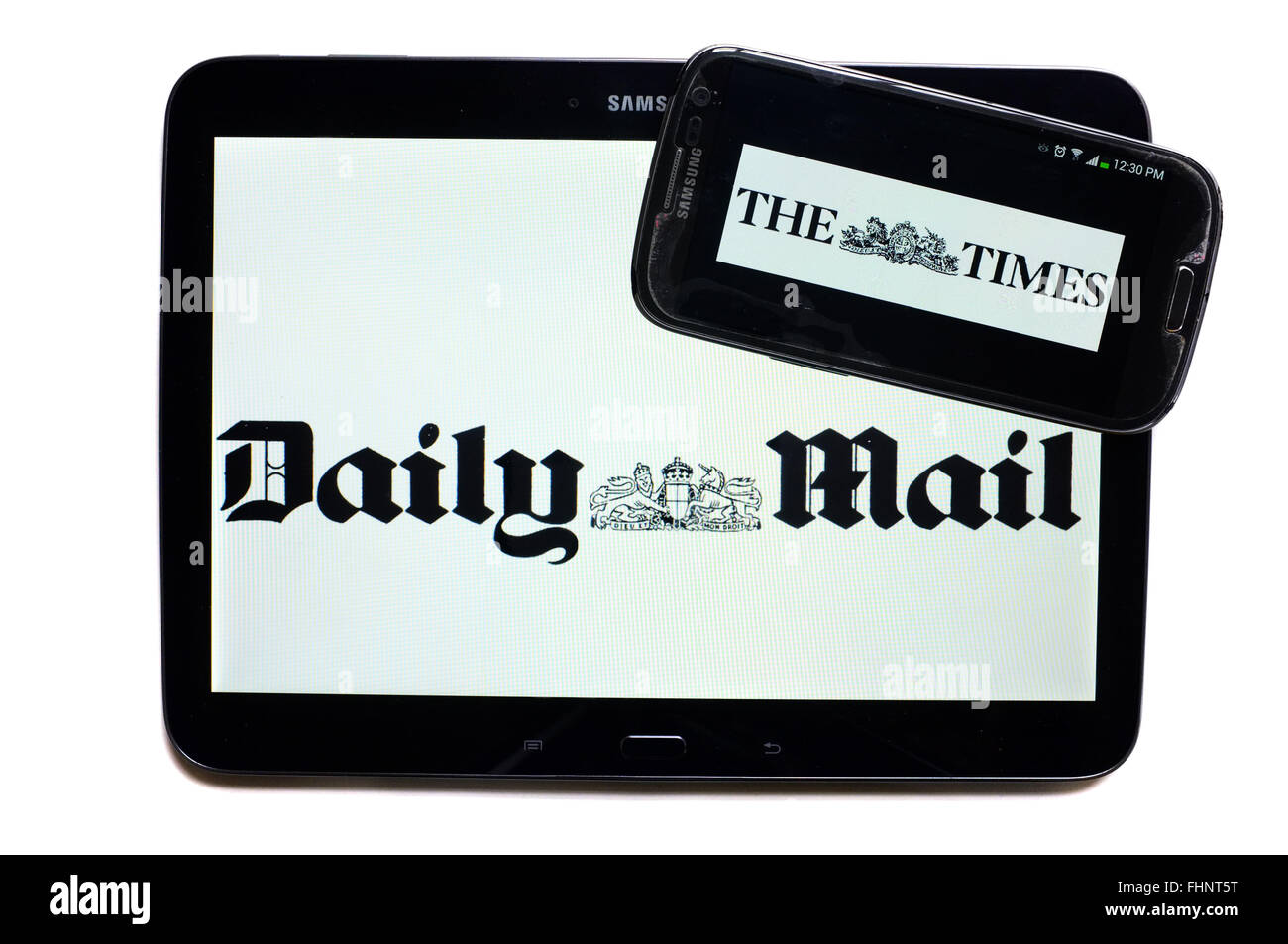 The logos of the Daily Mail and The Times newspapers displayed on the ...