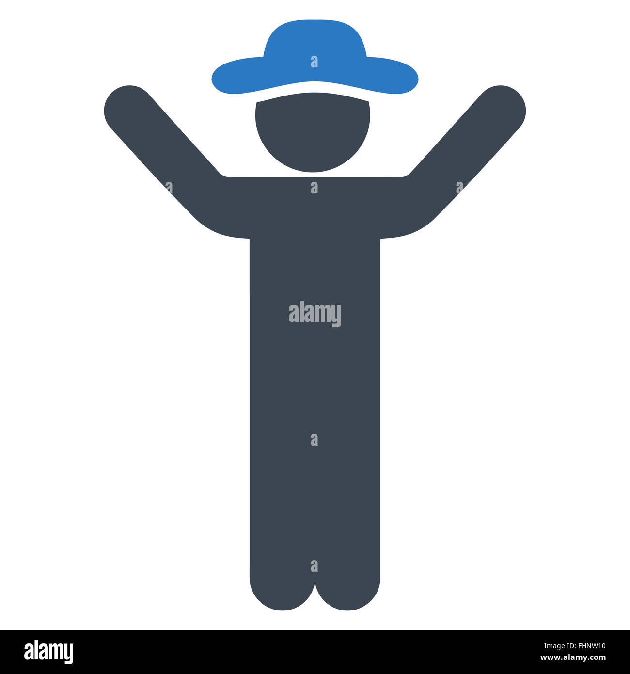 Hands Up Man Icon Stock Photo - Alamy