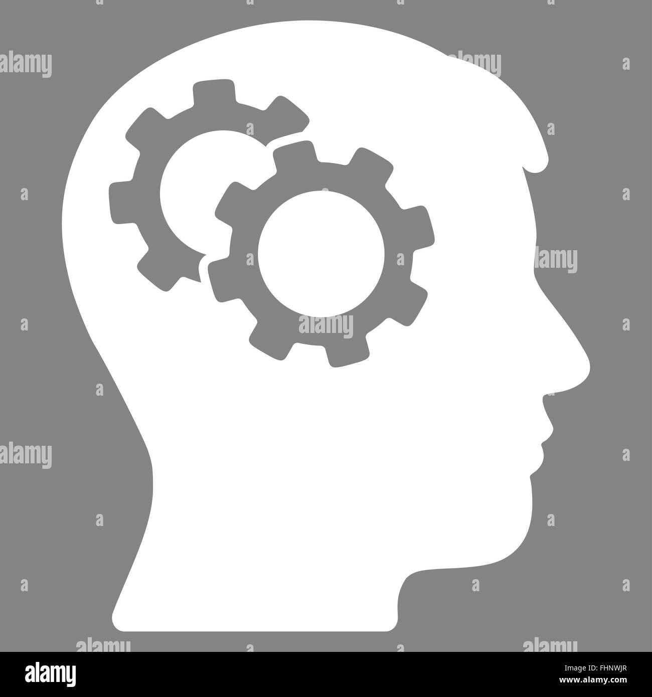 Gears human head icon cog Black and White Stock Photos & Images - Alamy