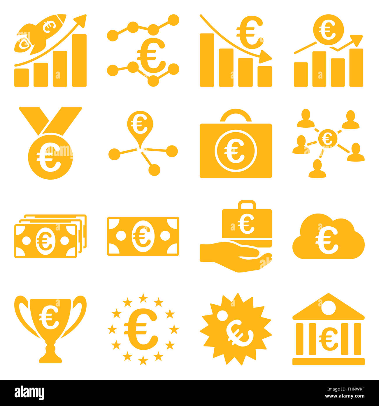Euro banking business and service tools icons Stock Photo - Alamy