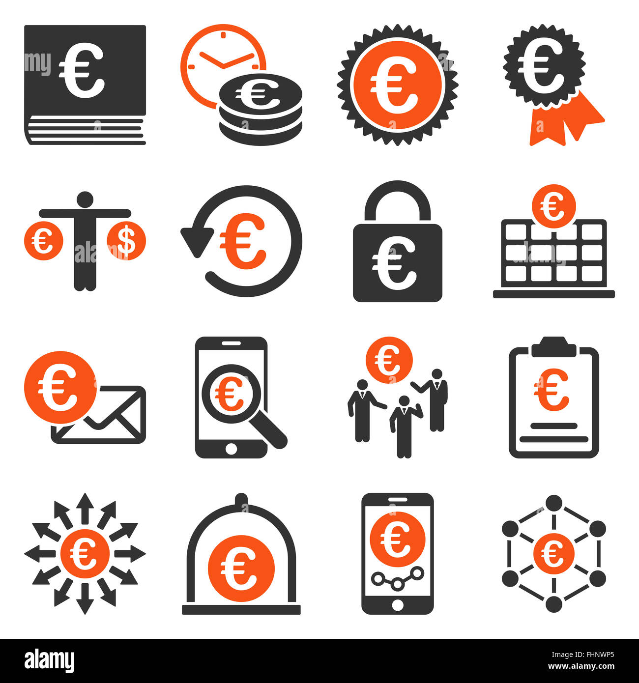 Euro banking business and service tools icons Stock Photo - Alamy