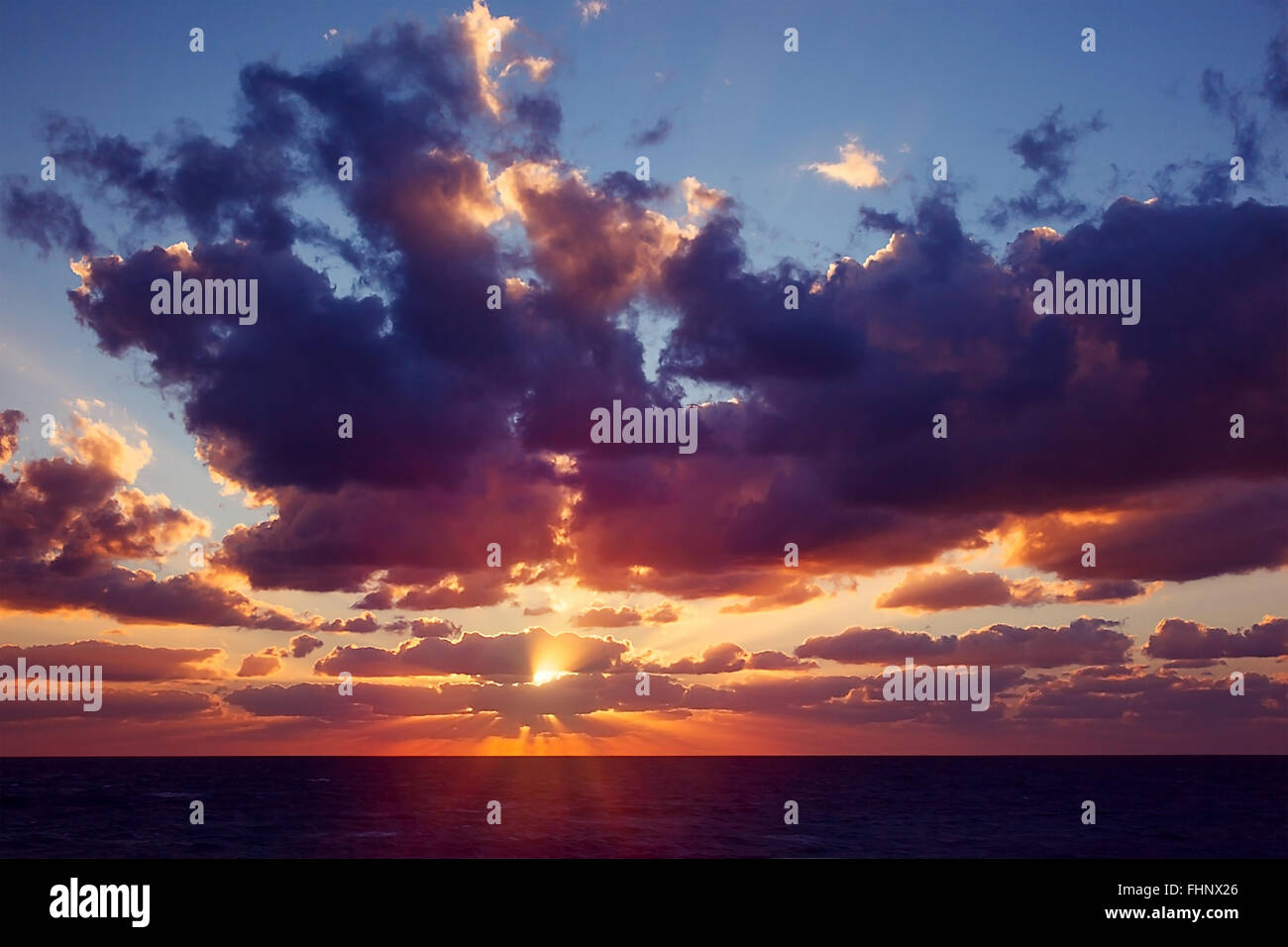 Beautiful sea landscape, dramatic sunset over water, amazing ...