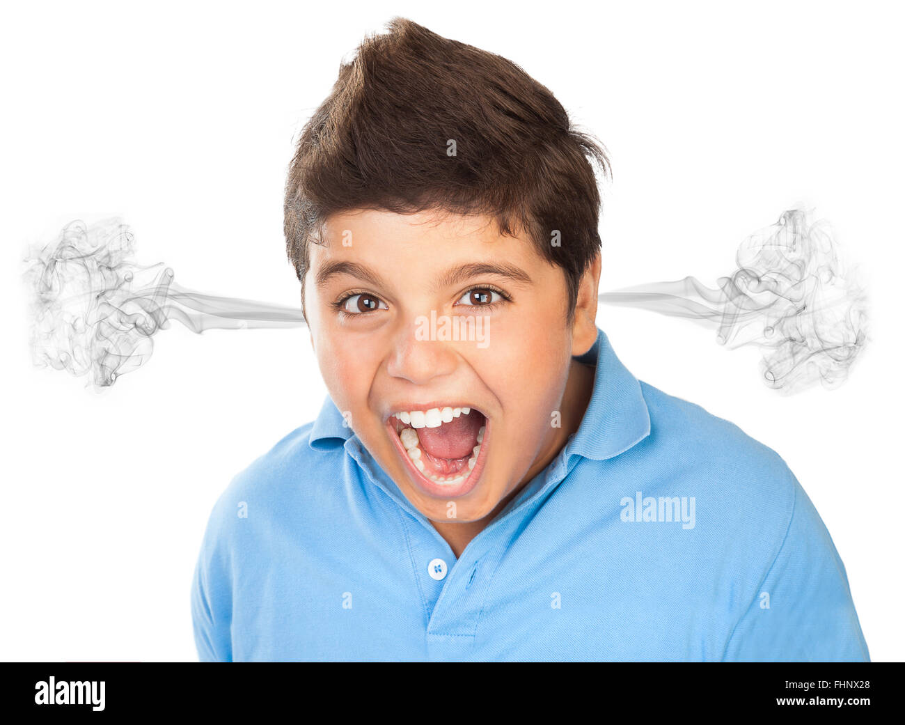 Portrait of angry teen boy isolated on white background, furious facial ...