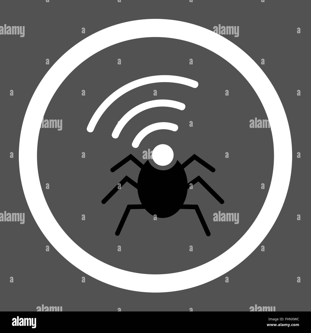 Radio spy bug flat black and white colors rounded vector icon Stock ...