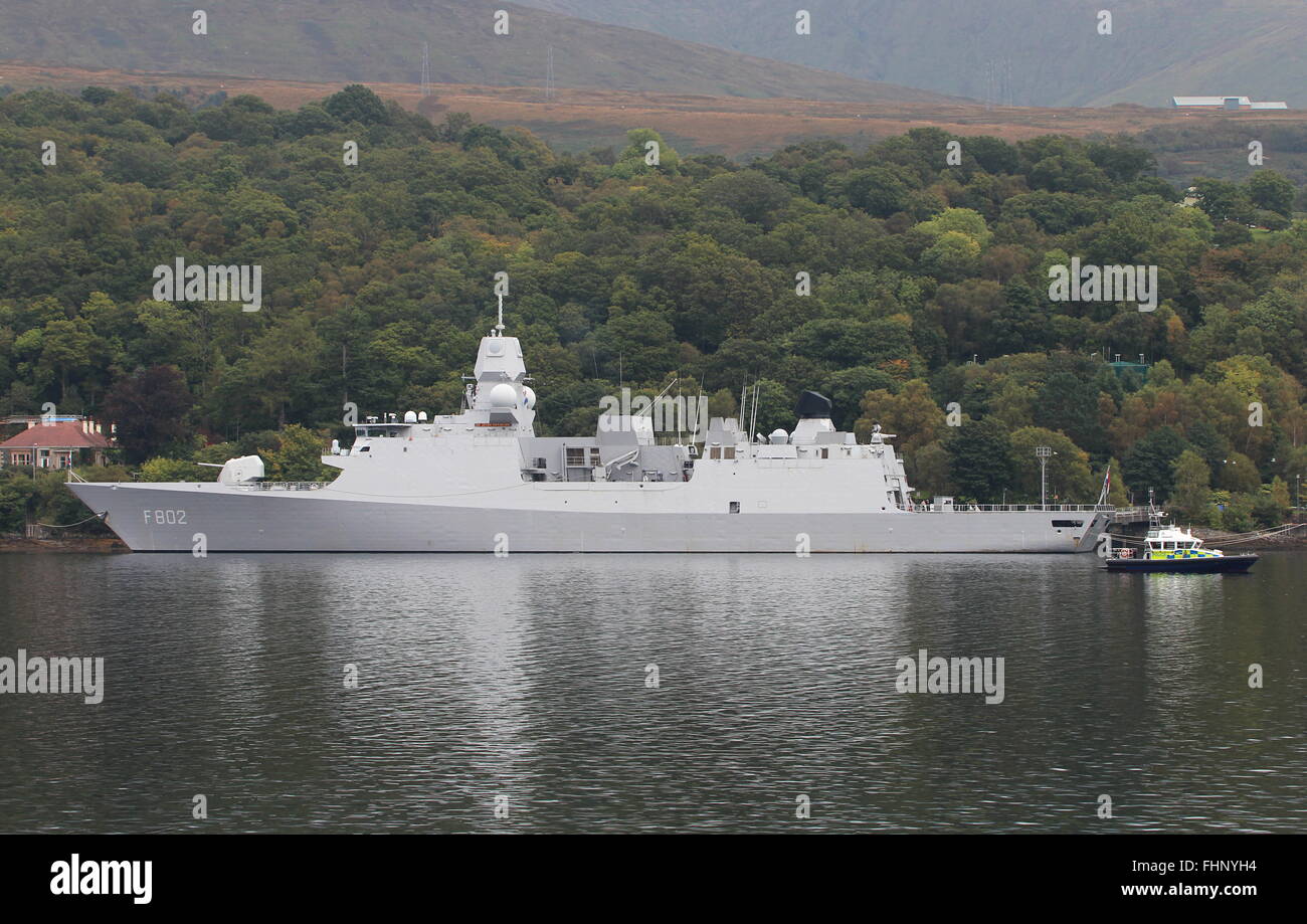 HNLMS De Zeven Provincien (F802), of the Royal Netherlands Navy, berthed at Faslane before ...