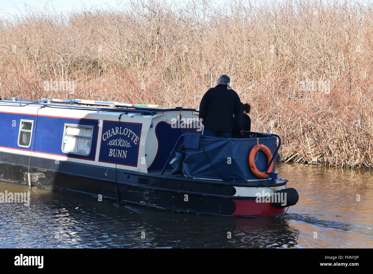 Blue narrowboat on the Chester Canal Stock Photo - Alamy