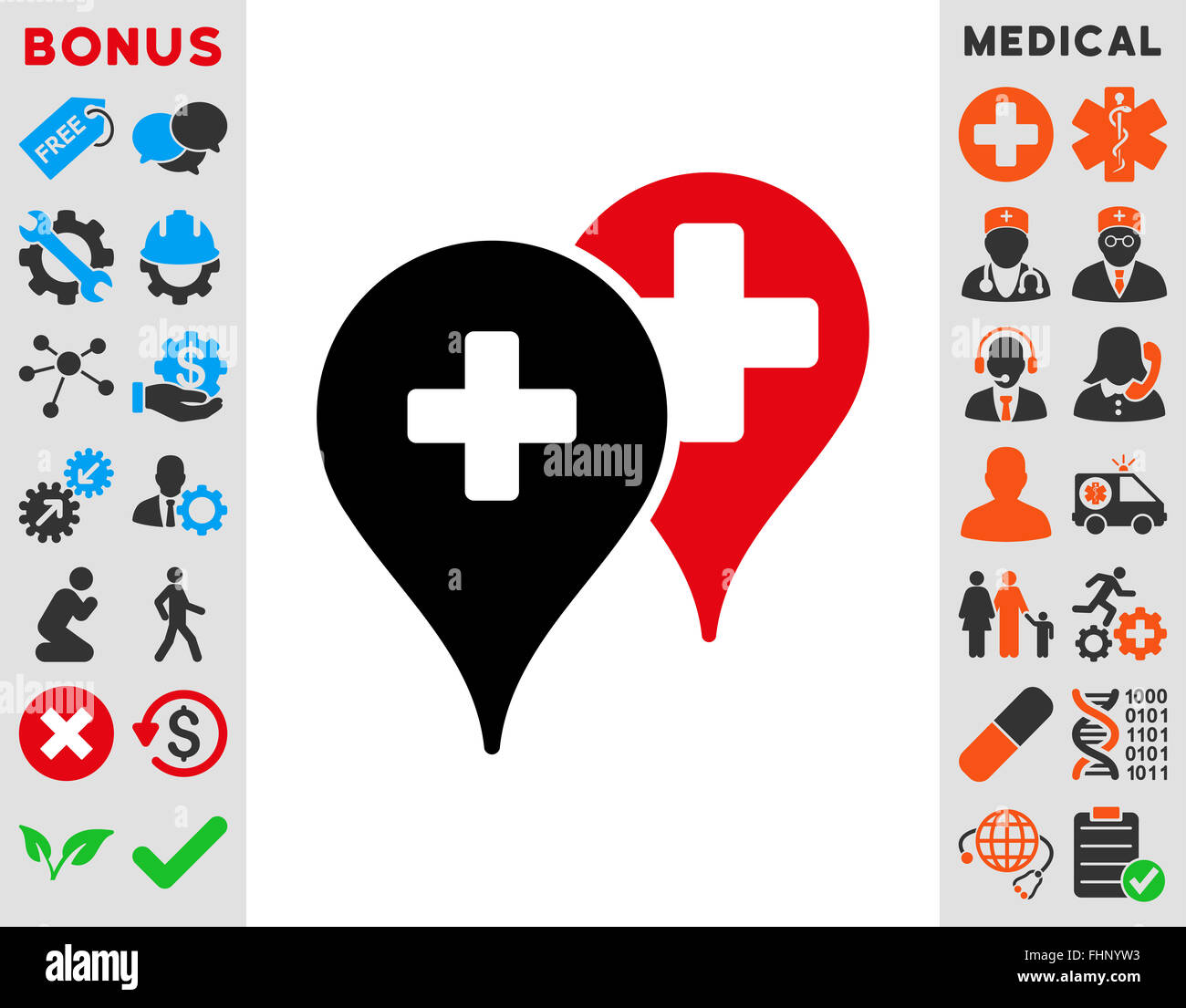 Medical Map Markers Icon Stock Photo - Alamy