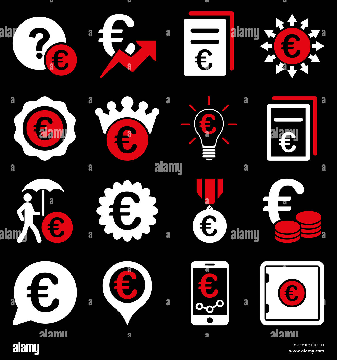 Euro banking business and service tools icons Stock Photo - Alamy
