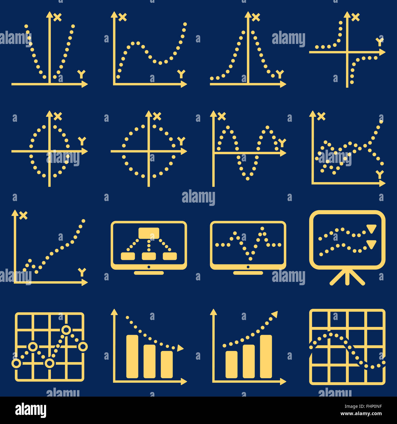 Dotted vector infographic business icons Stock Photo - Alamy