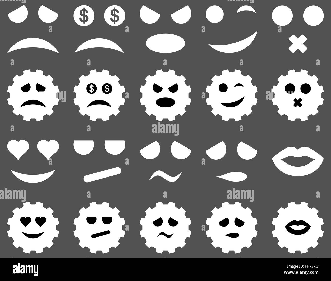 Tool, gear, smile, emotion icons Stock Photo - Alamy