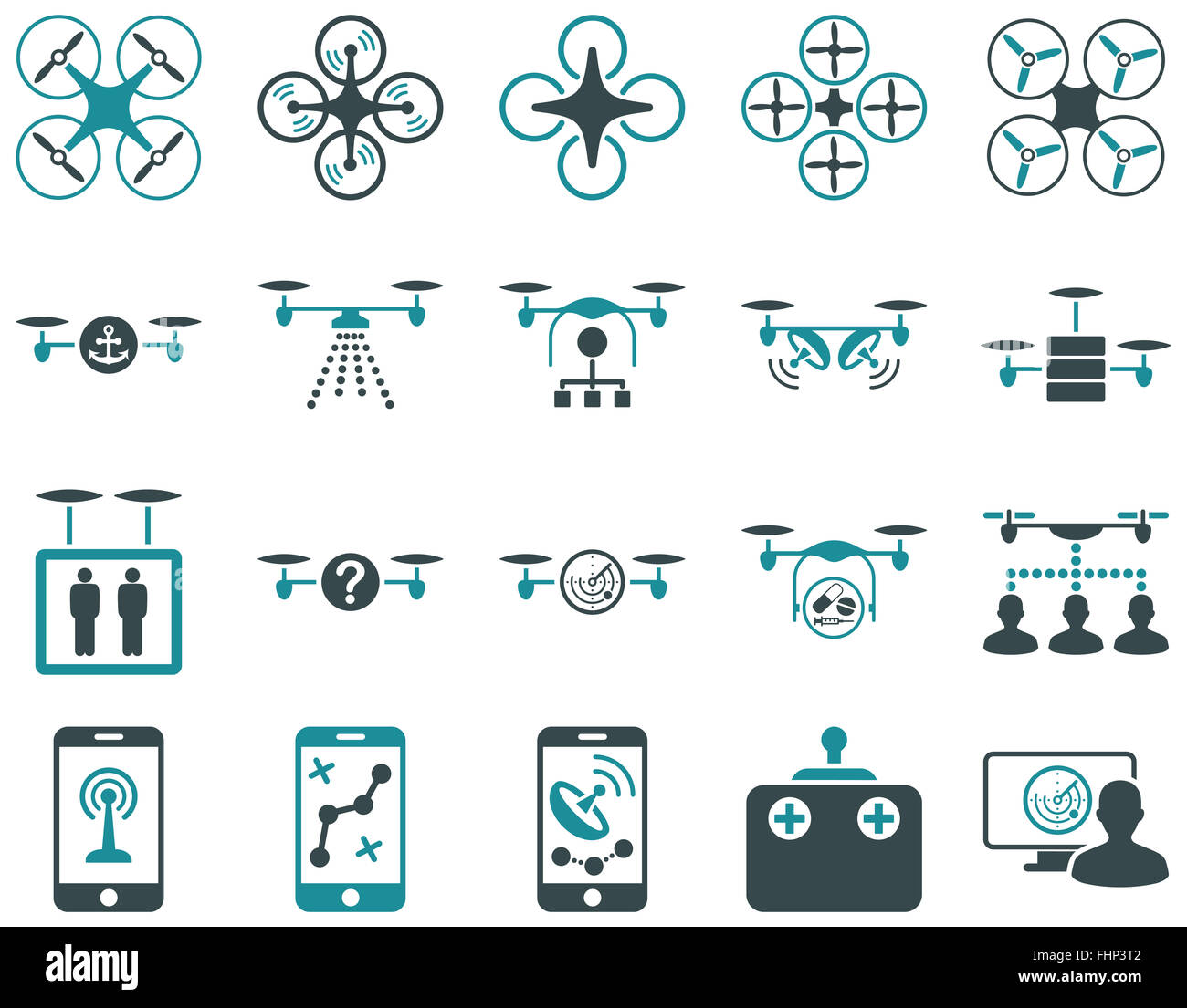 Air drone and quadcopter tool icons Stock Photo - Alamy