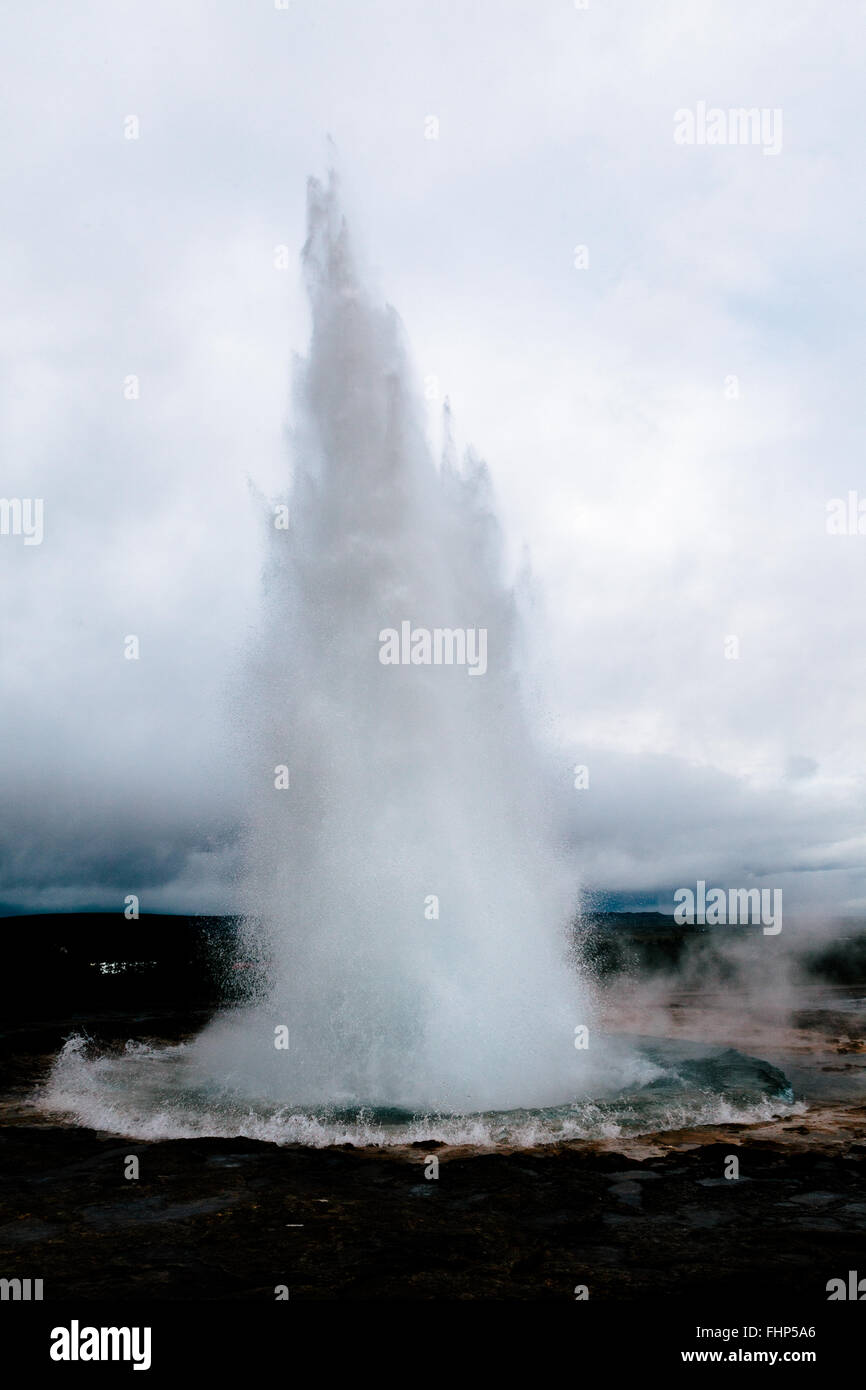 Water bursting out of the Geysir, Iceland Stock Photo - Alamy