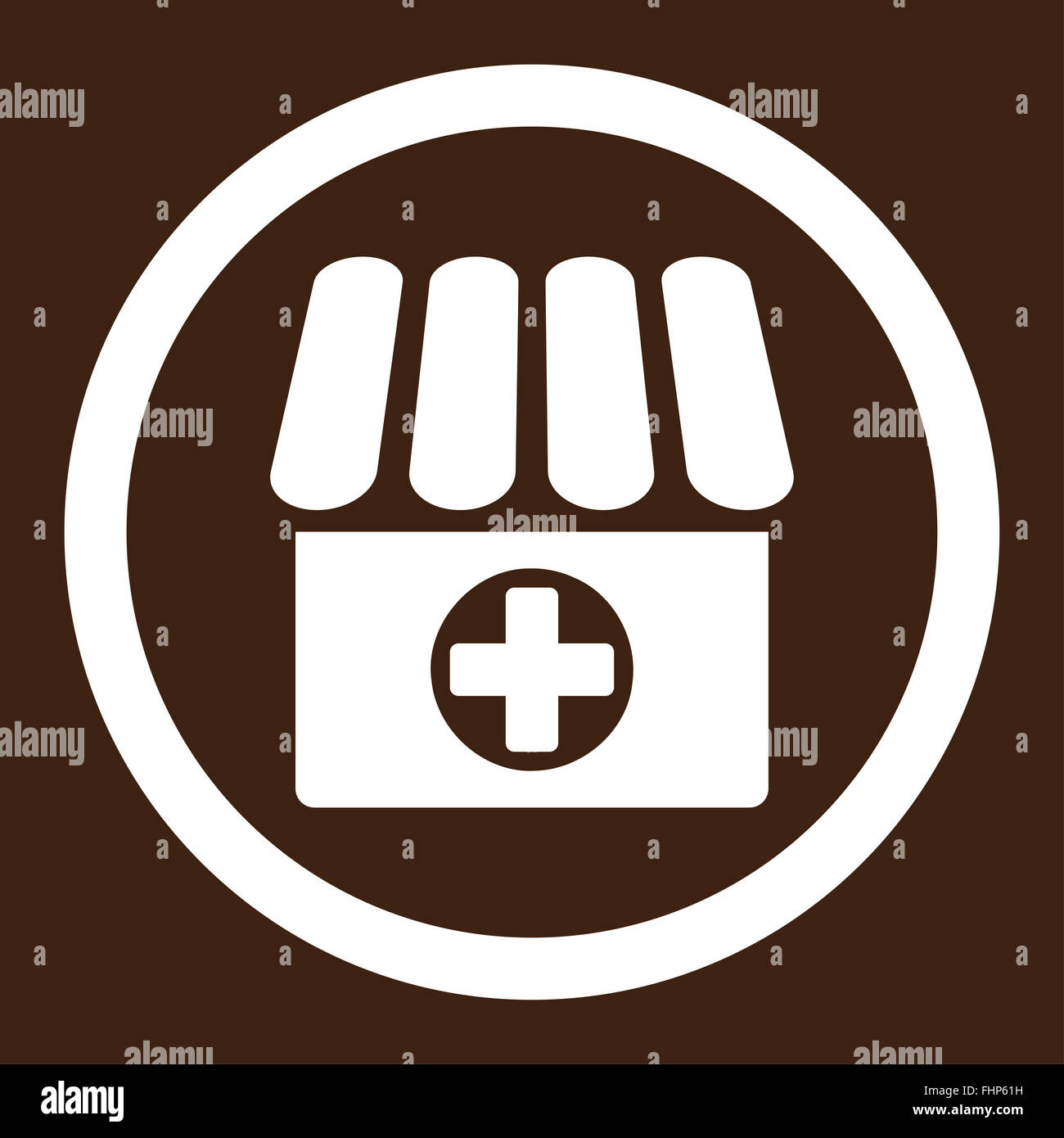 Drugstore flat white color rounded vector icon Stock Photo - Alamy