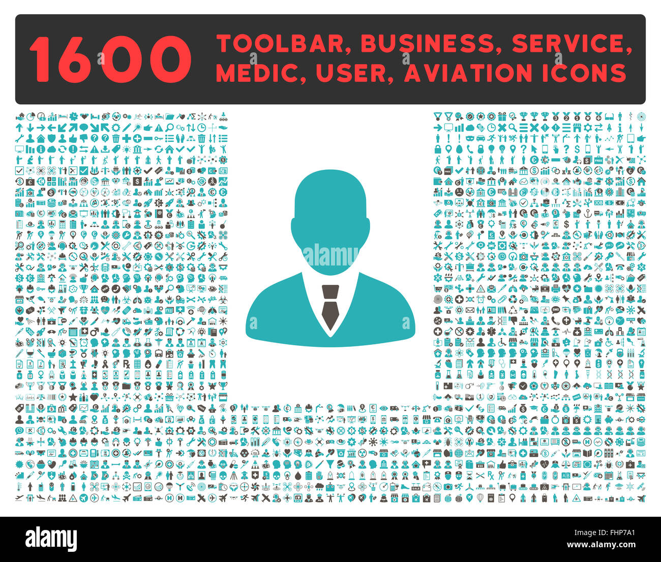 Manager Icon with Large Pictogram Collection Stock Photo - Alamy