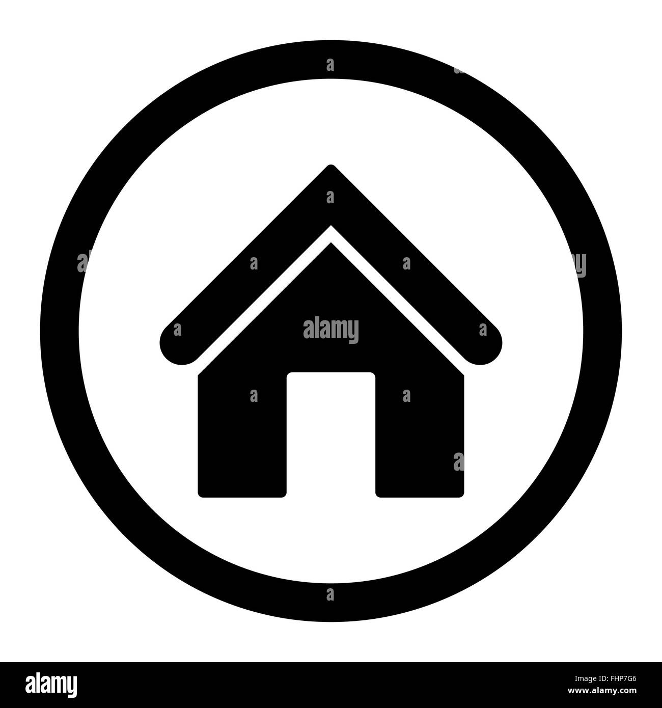 Home flat black color rounded vector icon Stock Photo - Alamy